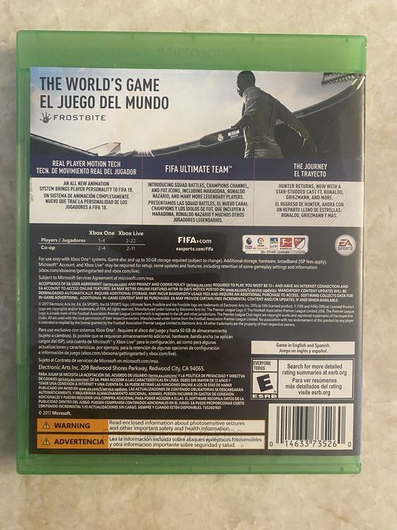 FIFA 18 Xbox One - Jeu de Foot Anglais et Espagnol (D'occasion) à Gland ...