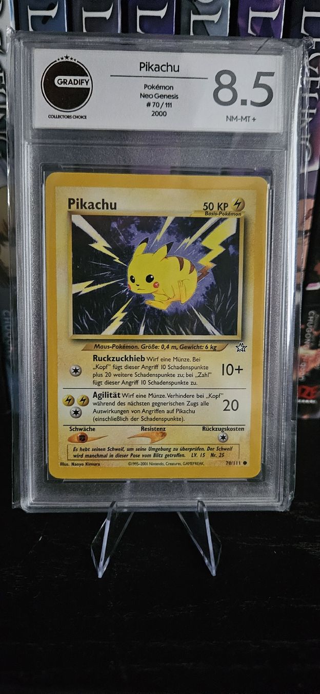 Graded 8.5 Pikachu Pokemon Card - Neo Genesis #70/111 - 2000 (Neu ...