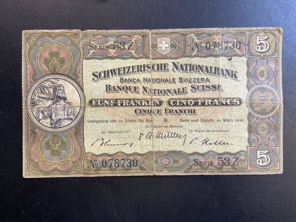 5Fr.-Note Schweiz 1952 | Kaufen auf Ricardo