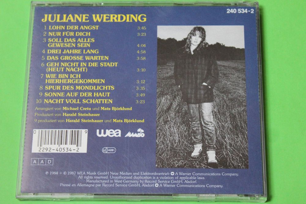 JULIANE WERDING - OHNE ANGST CD 1984 (Michael Cretu, Enigma) (Gebraucht ...