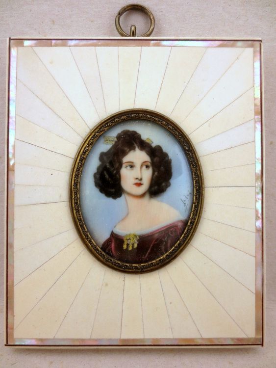Miniature portrait femme cadre placage Romantische Miniatur | Kaufen auf Ricardo