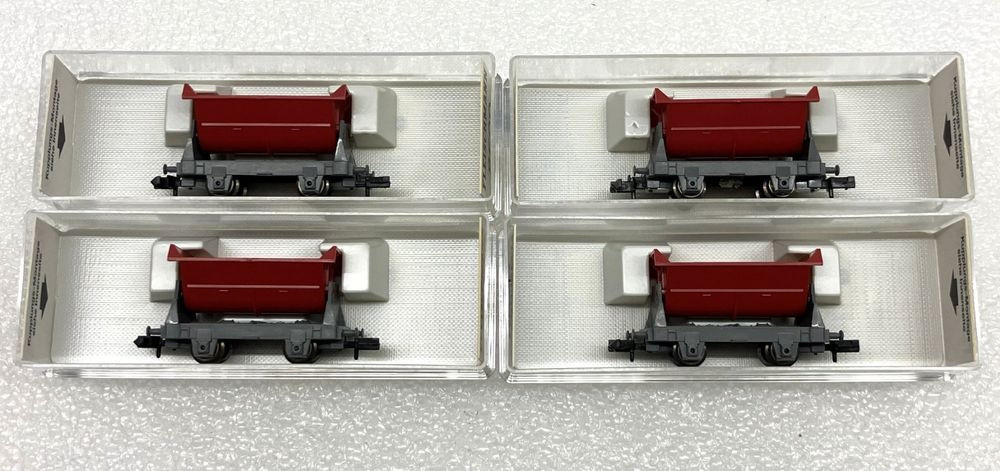 Fleischmann 8500 N= 4x Lorenkippwagen, rot/grau, kippbar | Kaufen auf ...