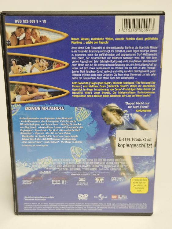 Blue Crush / DVD #WT18 (Gebraucht) in Oberdorf BL für CHF 1.9 – mit Lieferung auf Ricardo kaufen