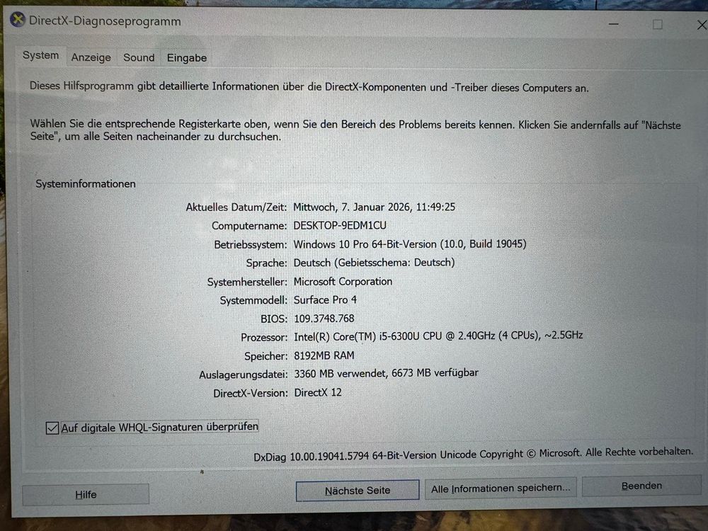 Surface Pro 4 (Gebraucht) in Basel für CHF 89 – mit Lieferung auf ...