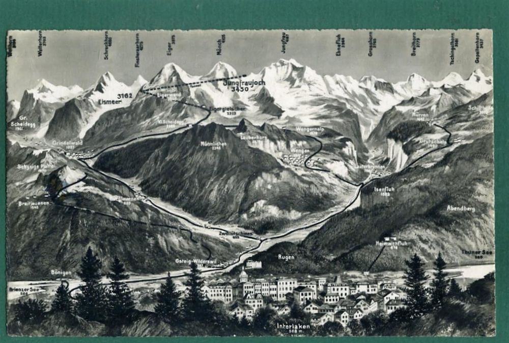 Berner Oberland, Panoramakarte mit Bahnlinien (Gebraucht) in Sargans für CHF 1 – mit Lieferung ...