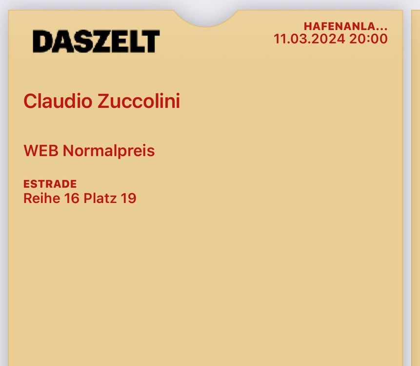 Claudio Zuccolini 2 Tickets in "Das Zelt" in Lachen (SZ) (Neu (gemäss ...