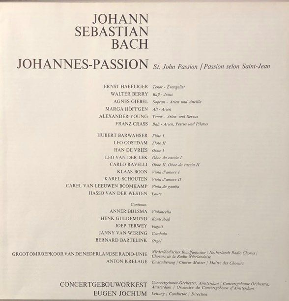 Bach – Johannes-Passion (3 LP-Box-Set, Eugen Jochum) (Gebraucht) in ...
