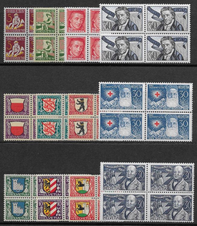 Kollektion 1927/1928/1930 VIERERBLOCK-Serien ** Top ab 1.- (Neu (gemäss Beschreibung)) in Zürich ...
