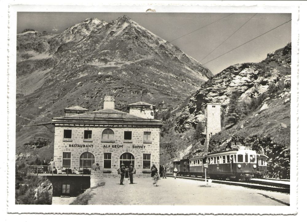 Alp Grüm (GR) Bahnhof - Restaurant - Zug RhB - um 1940 | Kaufen auf Ricardo