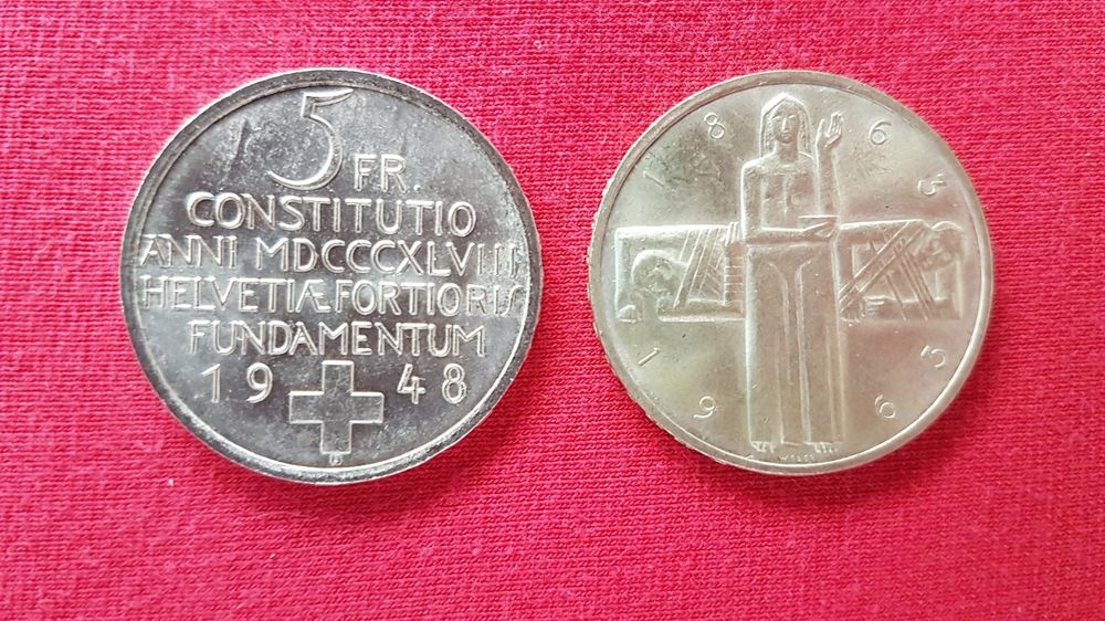 2 x 5 Franken Silber Gedenkmünzen 1948-1963 ab nur 1 Fr !!! (Gebraucht) in Camignolo für CHF 16 ...