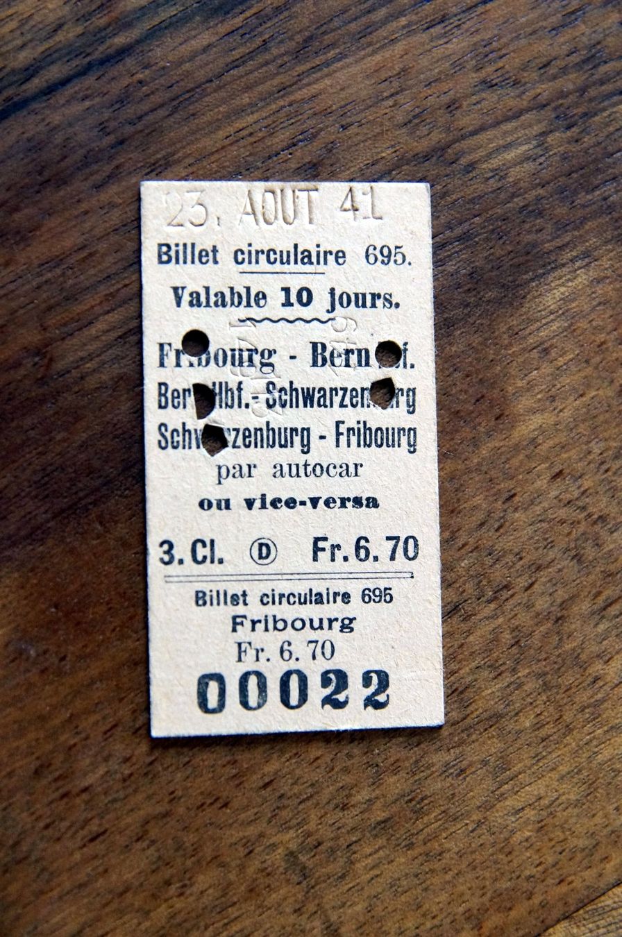 3.Kl. Rundfahrt-Billet Fribourg - Schwarzenburg - Bern, 1941 (Gebraucht ...