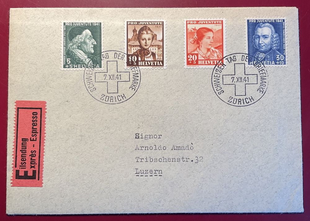 Pro Juventute 1941 Satz auf Brief (Gebraucht) in Luzern für CHF 10 – mit Lieferung auf Ricardo ...