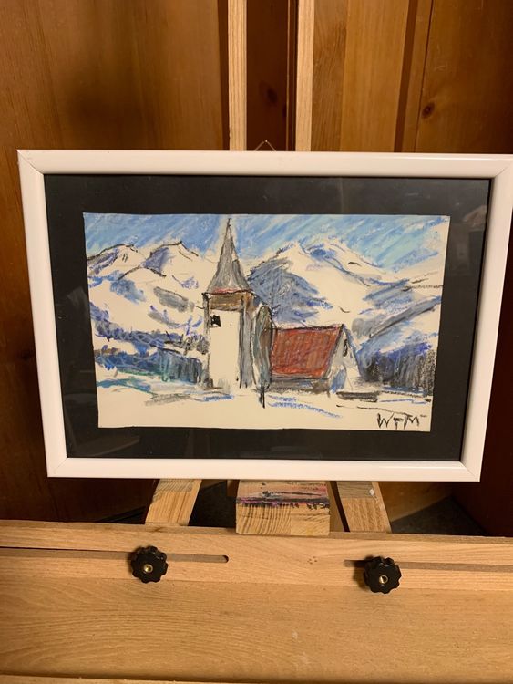 Kirche Lauenen von WTM Werner Theodor Meier Oelkreide (Gebraucht) in Saanen für CHF 190 – mit ...