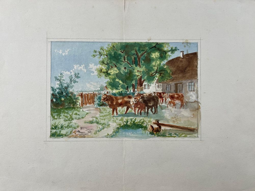 Idyllischer Bauernhof Aquarell, handgemalt (Gebraucht) in Neuhausen am Rheinfall für CHF 10 ...