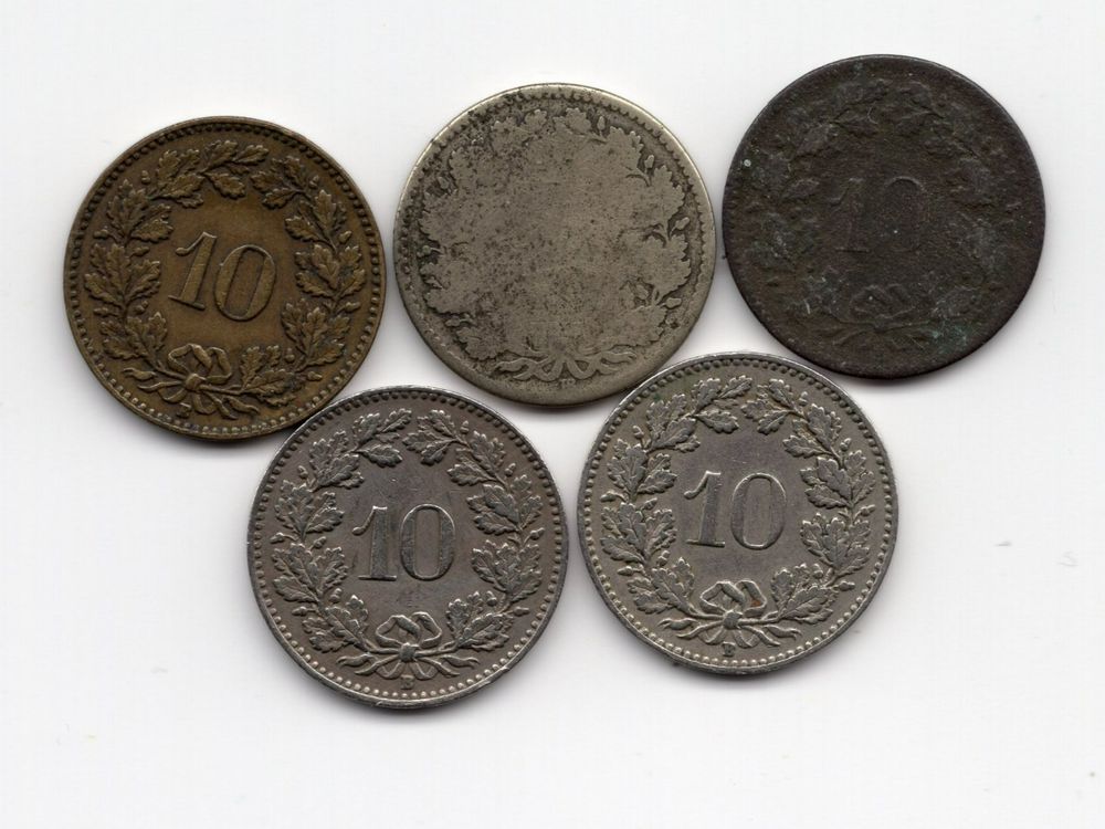 (1712) 10 Rappen 1850+1851, 1918ME,1914, 1947 | Acheter sur Ricardo