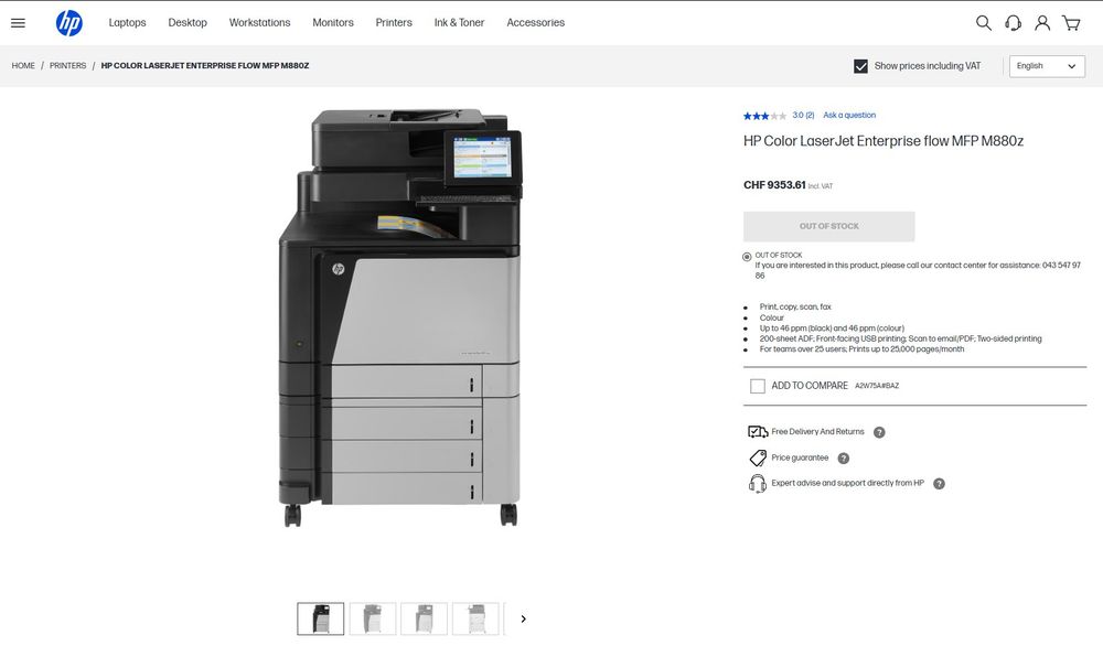 HP Color LaserJet Enterprise Flow M880z MFP inkl. Finisher (Gebraucht ...