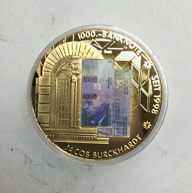 1000 Franken 1998 Jacob Burckhard - Banknote - Medaille (Gebraucht) in ...