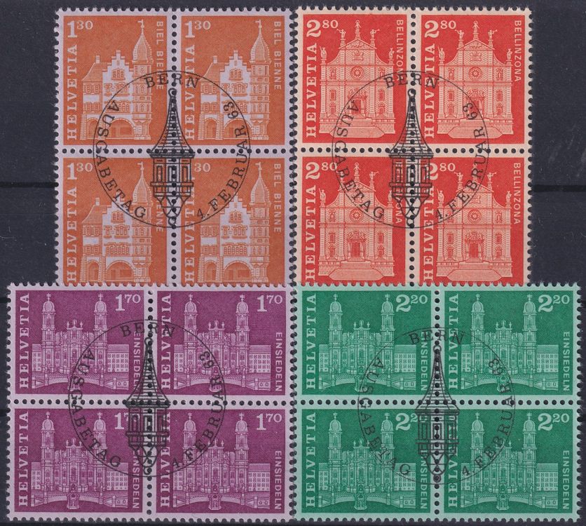 1963, Nr.391-394 Viererblöcke mit ET-Stempel SBK: 85.- | Acheter sur Ricardo