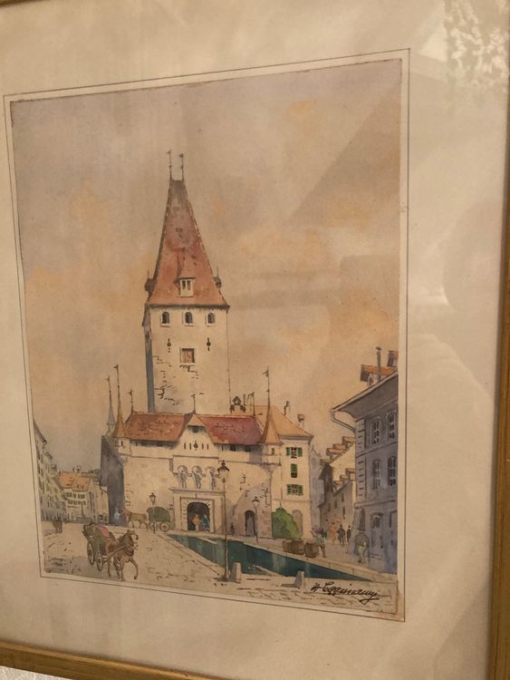 Aquarell, Walter Eggimann, Christoffelturm in Bern (Gebraucht) in Bösingen für CHF 63 – mit ...