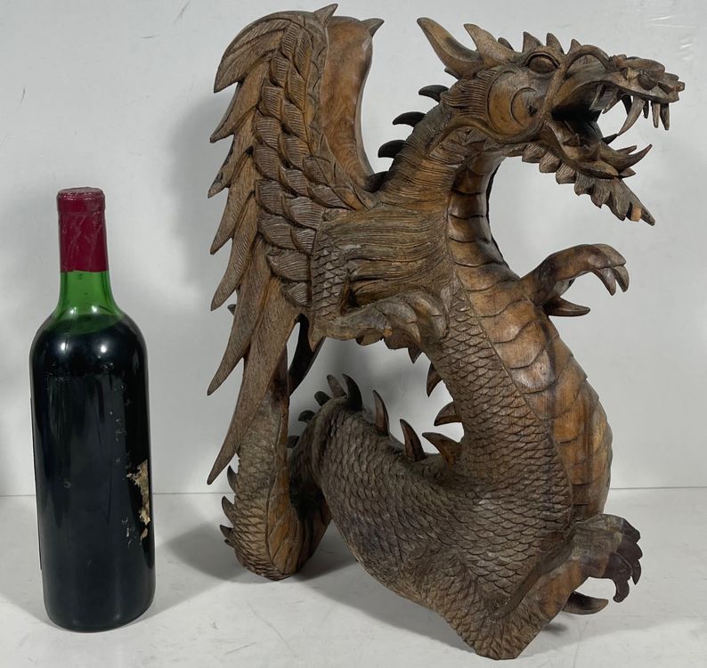 Alte China Holz Drachen mit hervorragender Schnitzerei. (Gebraucht) in ...