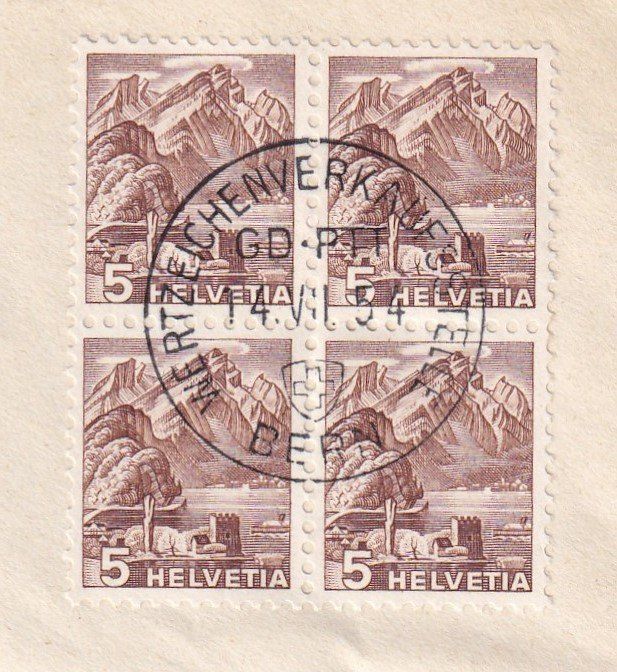 Viererblock Nr.285 auf Brief von BERN nach Glarus.1954 (Gebraucht) in ...