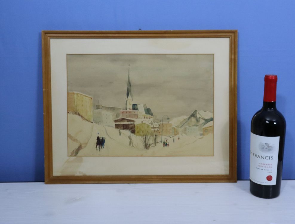 Walter Sautter 1911-1991 Aquarell "Davos 1946" monogrammiert | Kaufen ...