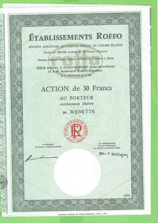 Etablissements Roffo, Paris 1974 (Gebraucht) in Zürich für CHF 3 – mit ...