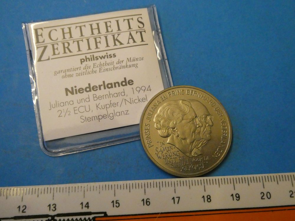 NIederlande 1994, 2 1/2 Ecu - Sondermünze Juliana u Bernhard (Neu (gemäss Beschreibung)) in ...
