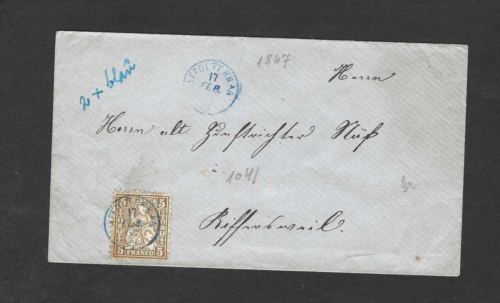 blauer Stempel Affoltern a/A auf Brief mit Sitzender Helveti | Kaufen auf Ricardo