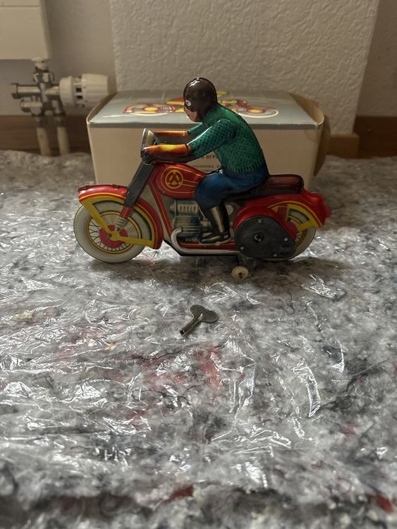 Motor TIN TOY MOTOR CYCLE / MOTORRAD "CIVIL DRIVER"22 cm (Gebraucht) in ...