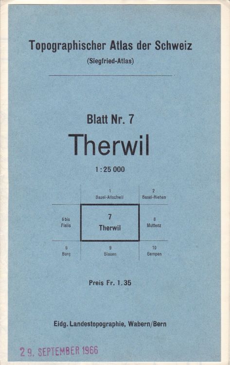 Landkarte Therwil 1:25 000 (Siegfried-Atlas) (Gebraucht) in Schlieren ...
