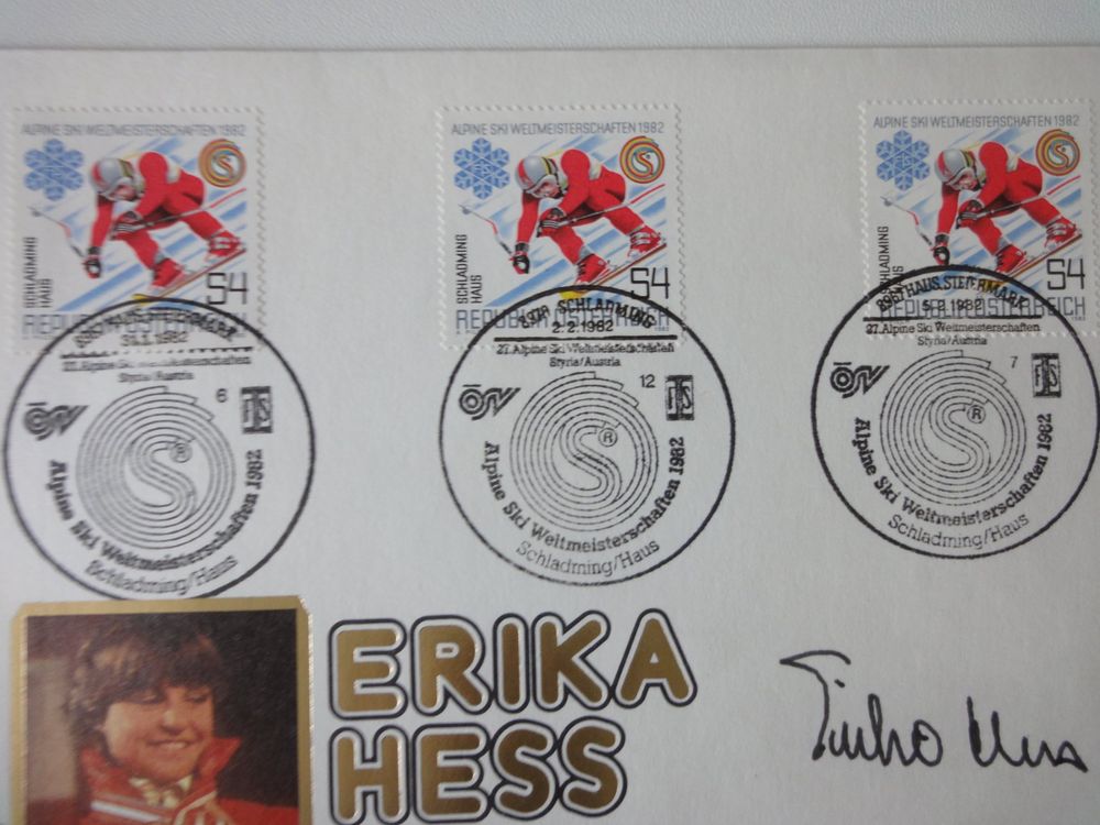 187.) Couvert "Erika Hess" mit Autogramm Ski WM 1982 (Gebraucht) in Winterthur für CHF 1 – mit ...