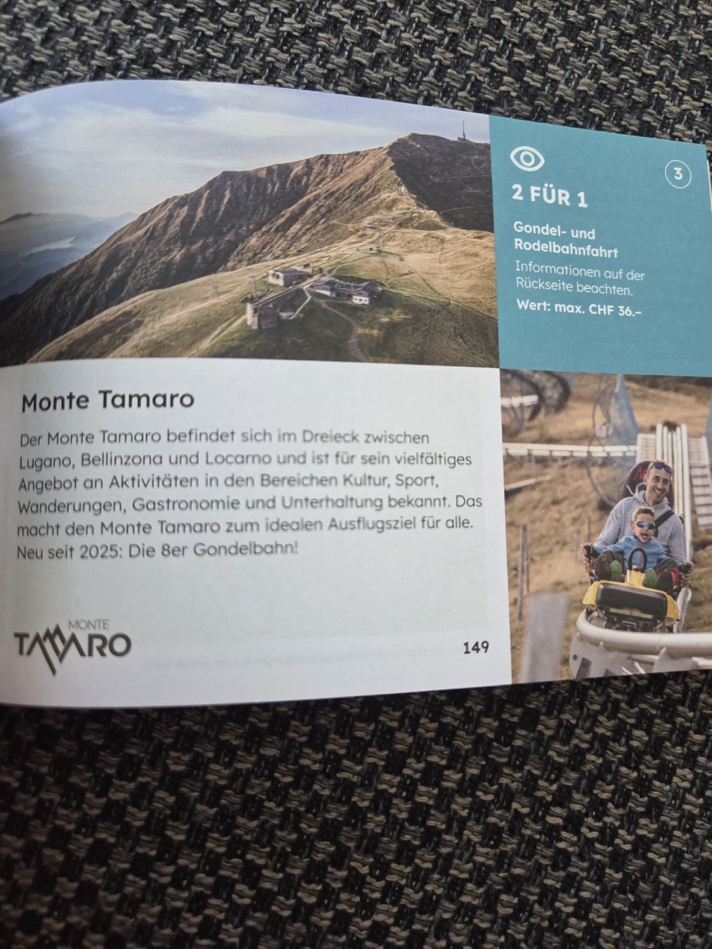 2 für 1 Gondel und Rodel Monte Tamaro Tessin (Neu (gemäss Beschreibung ...