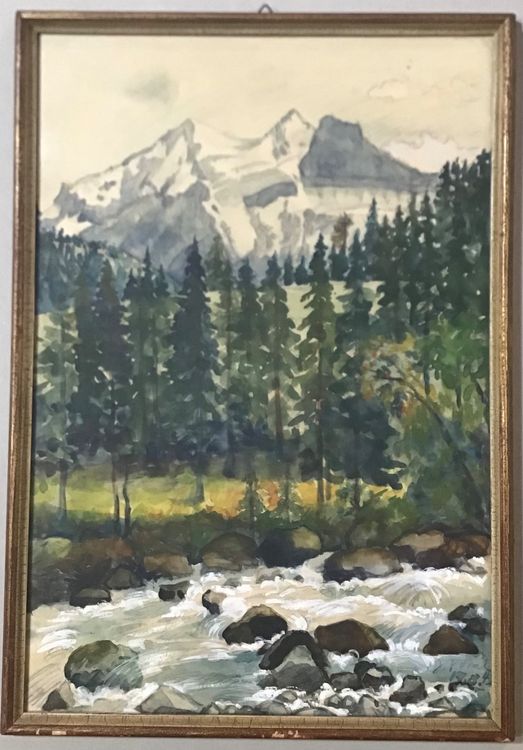 Berglandschaft Aquarell Unleserlich Signiert | Kaufen auf Ricardo