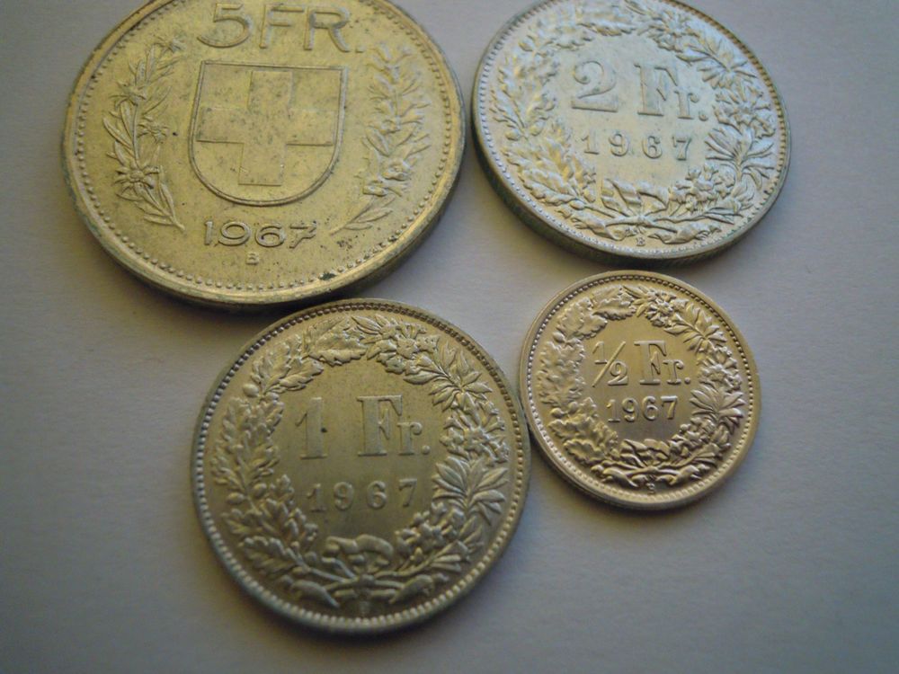 4 x 1967 silber Schweiz (Gebraucht) in Kriegstetten für CHF 19.7 – mit Lieferung auf Ricardo kaufen