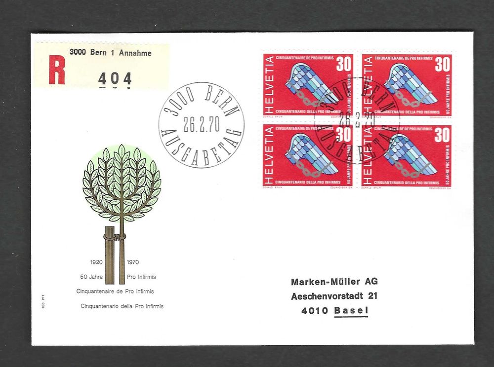 FDC Einschreiben Viererblock 70 | Kaufen auf Ricardo