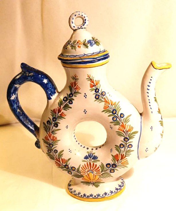 HenRiot Quimper Cruet Donut Kaffeekanne 1910, Frankreich (Gebraucht) in ...