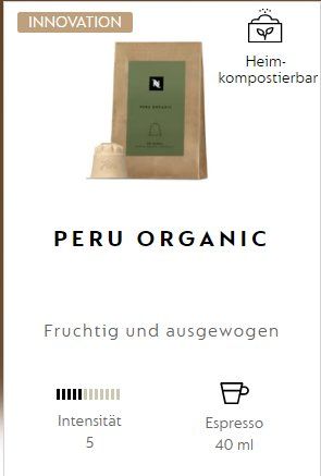 8 Stk. Nespresso Peru Organic Paper based Capsules - 231204 (Gebraucht ...
