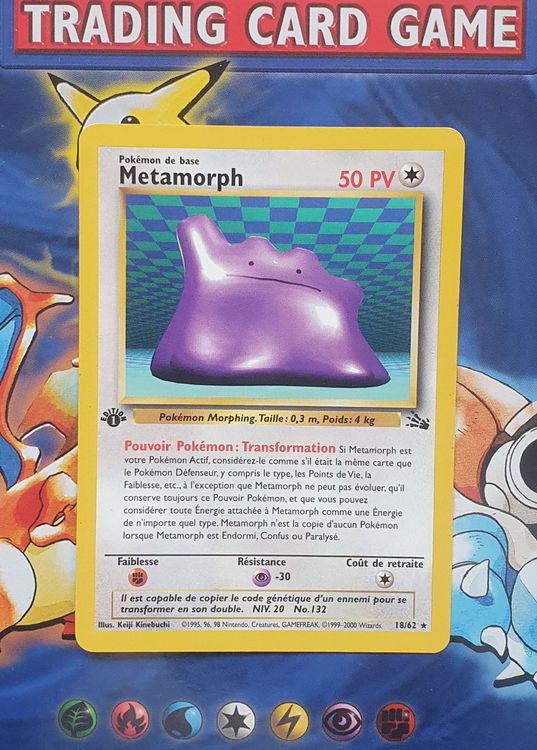 Carte Pokémon Metamorph (Fossile) 18/62 1ère édition (fr) (Neuf (Voir ...