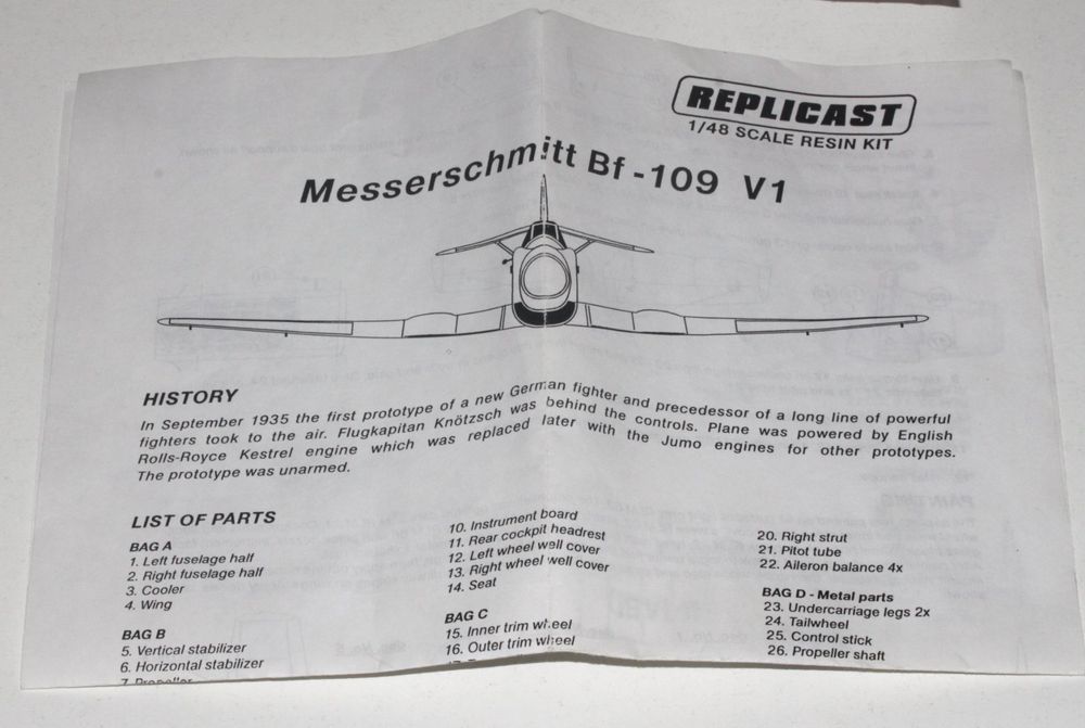 Messerschmitt Bf-109 V1 - Replicast - 1:48- Rarität | Kaufen auf Ricardo