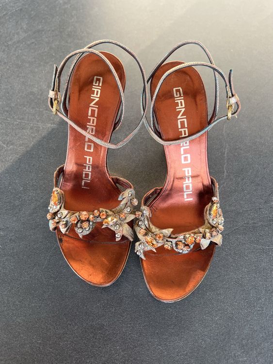 Sandales Giancarlo Paoli cuir bronze T-37 état neuf (Neu (gemäss ...