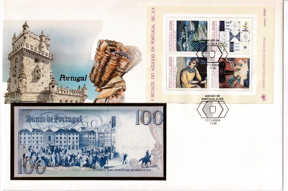 Portugal 100 escudos grosser , Banknotenbrief, 1986 (Gebraucht) in ...