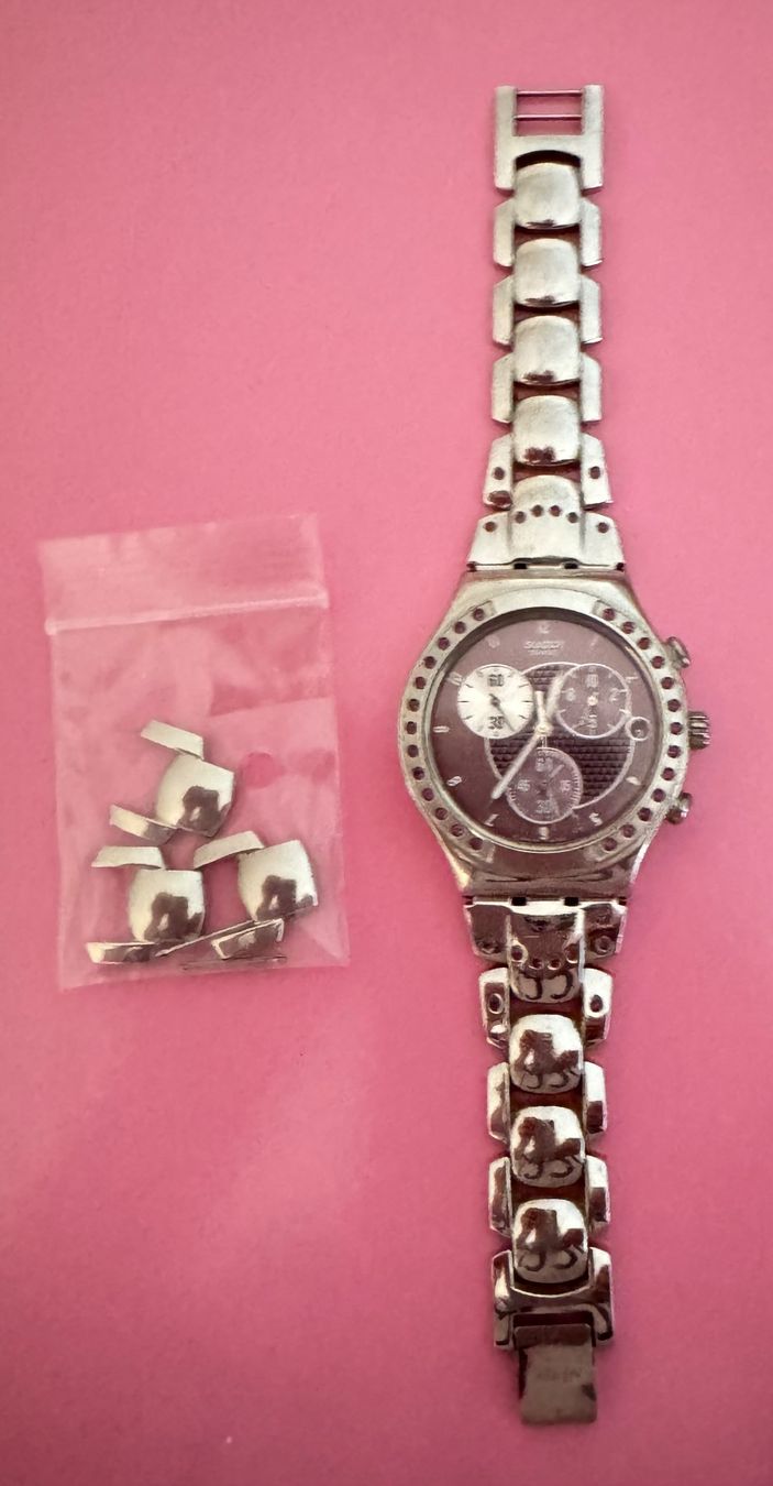 Swatch Uhr Irony Chrono YCS488 G Caviar D Aubergin Edelstahl (Gebraucht ...