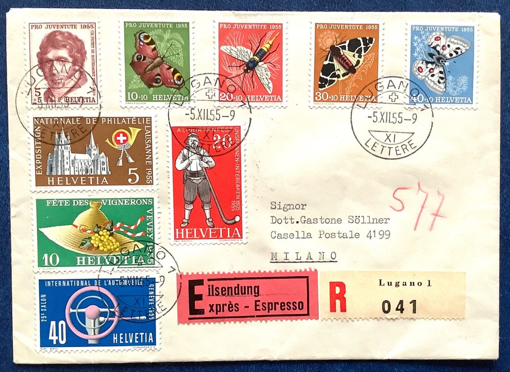 1955 Attraktiver Express Brief Pro Juventute 1955 + Werbe (Gebraucht ...