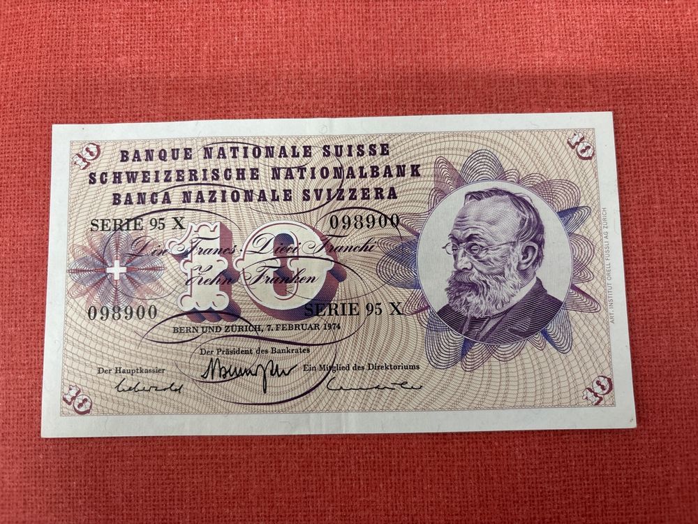 Seltene 10-Franken-Note, Serie 95 X von 1974, Top Zustand | Kaufen auf ...