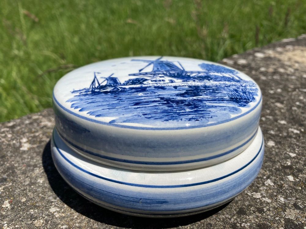 Delft blue Holland handgemalte Keramikdose Windmühle (Gebraucht) in ...