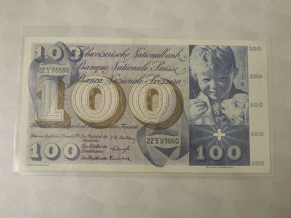 CH 100er Banknote 1958 sehr wenig gebraucht Top zustand Rar | Kaufen ...