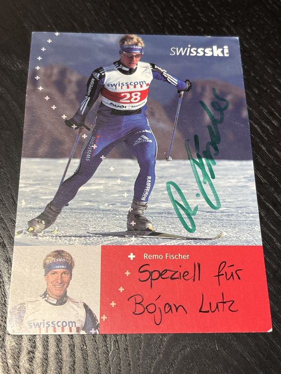 Signierte Autogrammkarte Remo Fischer swissski (Gebraucht) in Uetendorf für CHF 5 – mit ...