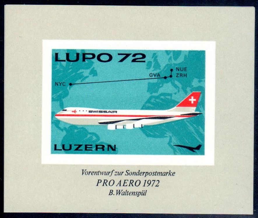 VORENTWURF ZUR SONDERMARKE PRO AERO 1972 B. WALTENSPÜL (Neu (gemäss Beschreibung)) in Losone für ...