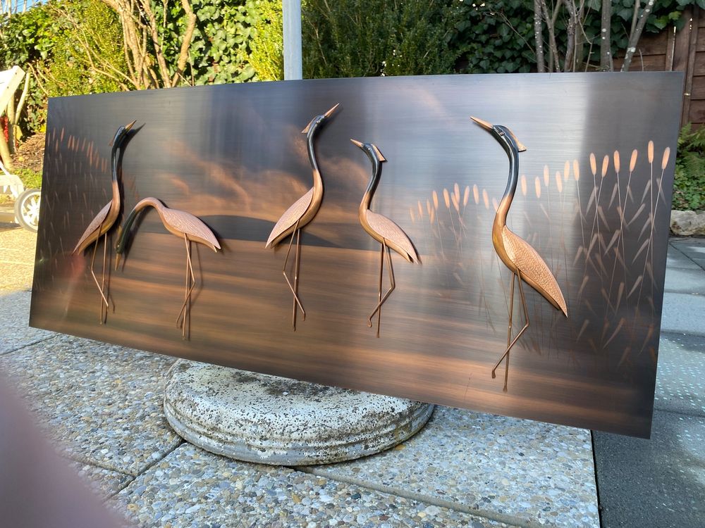 Wandrelief /2 Kupferbilder Kraniche (Gebraucht) in Uster für CHF 40 – mit Lieferung auf Ricardo ...